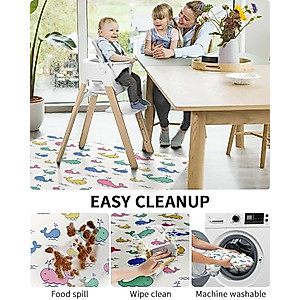 Splat Mat for Under High Chair 43.3″, Waterproof Easy Cleaning Anti Slip Spill Mat for Art/Crafts/Playtime on Floor or Table, Eating Mess Mat for Floor Protector