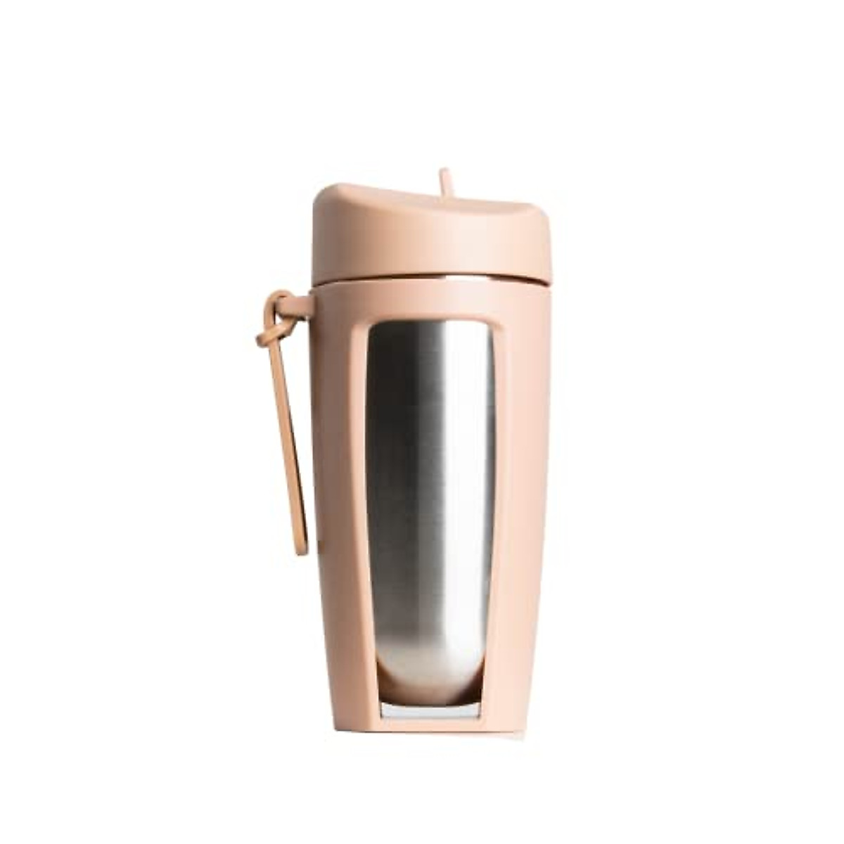 3rdphix Unique Shaped Insulated Stainless Steel Water Bottle, Sweat Proof, Built in Straw, Carry Handle, Hot or Cold Liquids, BPA Free Protein Shaker Bottle, Perfect for Gym 25 OZ / 750ML (Beige)