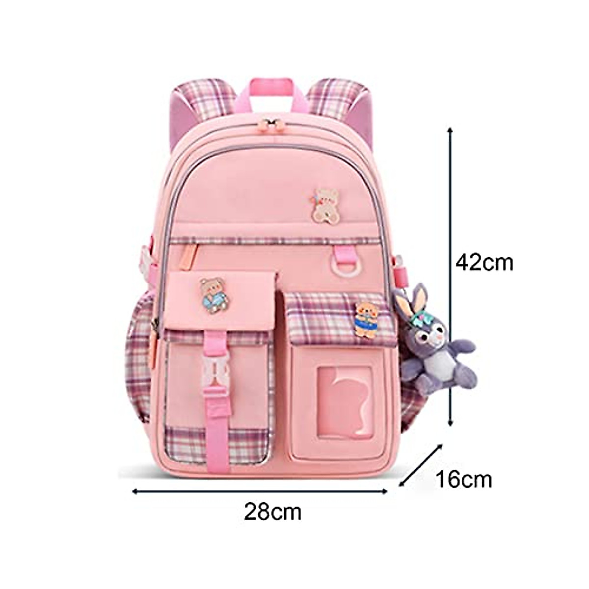 ZTGD Kawaii Backpack with Kawaii Rabbit Pin and Accessories Cute Kawaii Backpack for School Bag Kawaii Girl Backpack Cute Pink