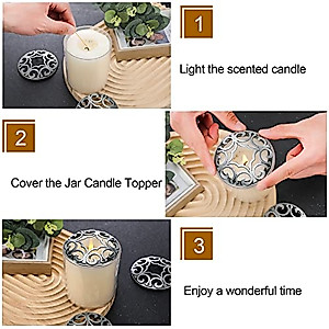 4 Pcs Candle Toppers Jar Candle Cover Scented Candle Toppers to Burn Evenly Large Jar Candle Shades Jar Candle Sleeve Jar Candle Accessories Jar Candle Lid Candles Gifts for Candle Lover, Silver