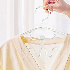 10PCS Wave Pattern Stackable Hanger: 8 Slots Multifunctional Magic Wave Pattern Hangere | Non Slip Stackable Space Saver Closet Organization Hangers | for Bra Top Camisole | Plastic Hanger (White)