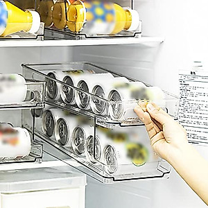 Rolling Can Organizers for Pantry, Soda Can Organizer for Refrigerator,Transparent Can Dispenser for Beer Soda Drink Organizer for Fridge Pantry