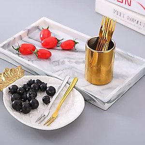 GSHLLO Stainless Steel Fruit Fork Holder Cocktail Pick Holder Coffee Spoon Holder Cup Kitchen Utensil Holder for Kitchen Home Office Silver