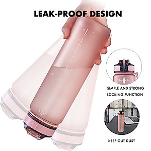 GOSWAG 32 oz Water Bottle with Straw & Time Marker, Leakproof BPA Free, Drinking Water Bottle with Hours, Carry Strap, Fits in The Cup, Backpack, Increase Water Intake of All-Day (Lotus)