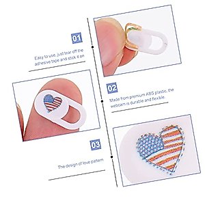 SOLUSTRE 3pcs Slide Camera Ultra- and Webcam Smartphone Pattern Cartoon Your Tablet Flag Lens Thin Lovely for Cover Privacy Shutter Heart Notebook Cell Protects Phone Slider Computer US