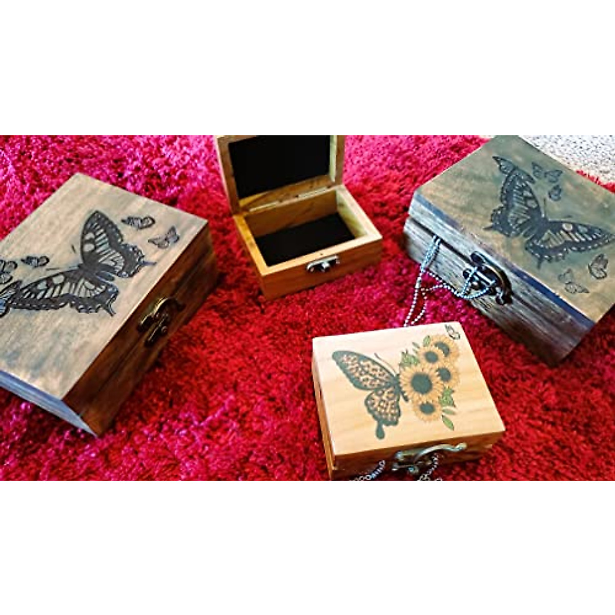 Sunflower Butterfly Trinket Box Small Jewelry Keepsake Box | Earrings Necklace Storage Box for Girls Women | Gift Idea Valentine's Day, Birthday Christmas, Weddings, Animals Ornaments for Home Décor