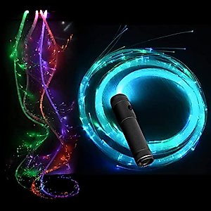 COMLZD LED Whip Fiber Optic Whip Dance Space Whip Super Bright Light 10 Color Effect Mode 360°Swivel for Rave Accessories, Parties, Light Shows, EDM Music Festivals