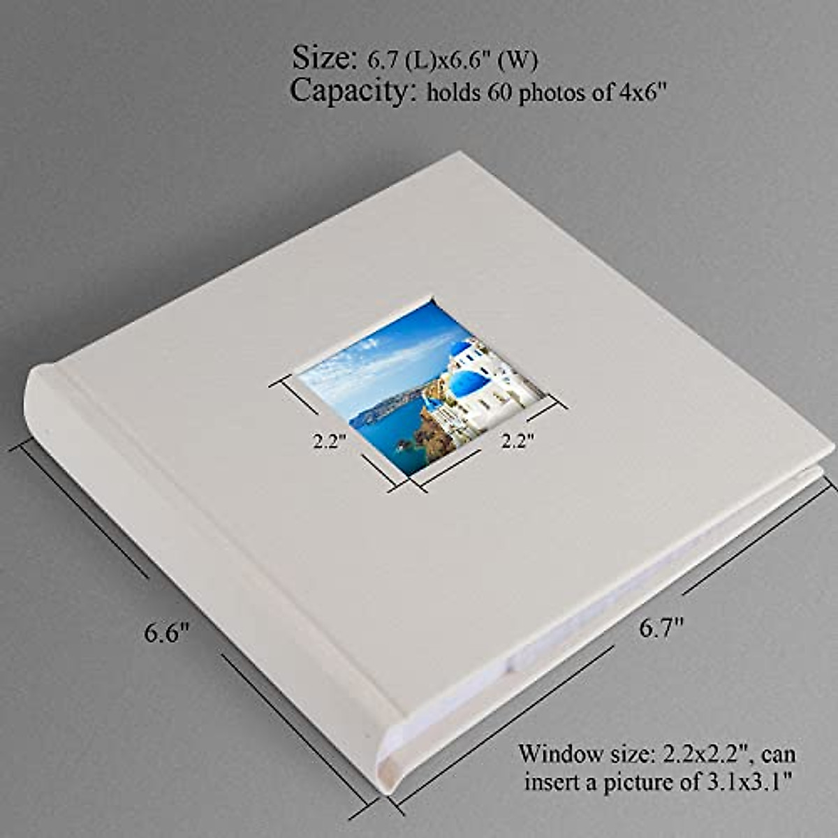 Photo Album 4x6 Hold 60 Photos with Memo Vertical Slip-in Pockets Photo Book, Linen Cover Picture Photo Albums with Writing Space for Wedding Baby Mother's Day Beige