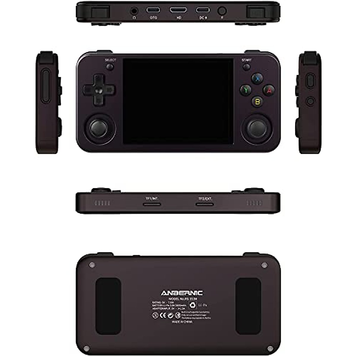 ANBERNIC RG353M Handheld Game Console , Aluminum Alloy CNC Process Dual OS Android 11 + Linux System Support 5G WiFi 4.2 Bluetooth Built-in 64G SD Card 4452 Games (Deep Purple)