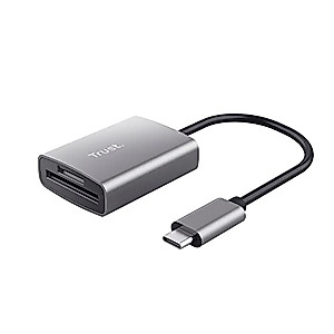 Trust Dalyx Fast USB Cardreader, Fast USB 3.2 Gen 1 with USB-C Connector, 104 MB/s with Compatible UHS-I Cards, (Micro) SD, SDHC and SDXC up to 2 TB, MacBook, PC, Laptop, Chromebook