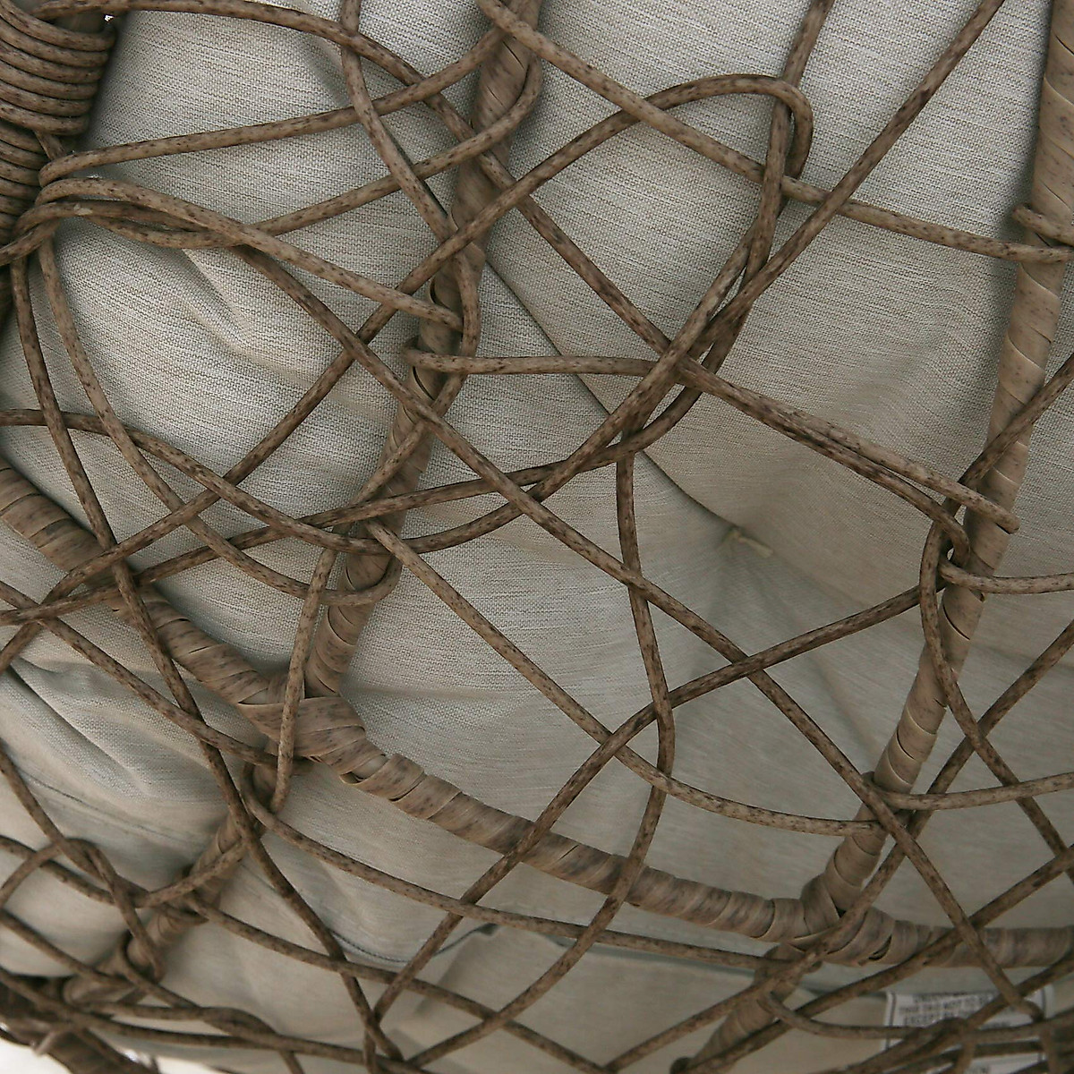 Ulax Furniture Outdoor Wicker Hanging Chair Swing, Patio Hanging Basket Swing Chair with Hanging Steel Chain (Beige)