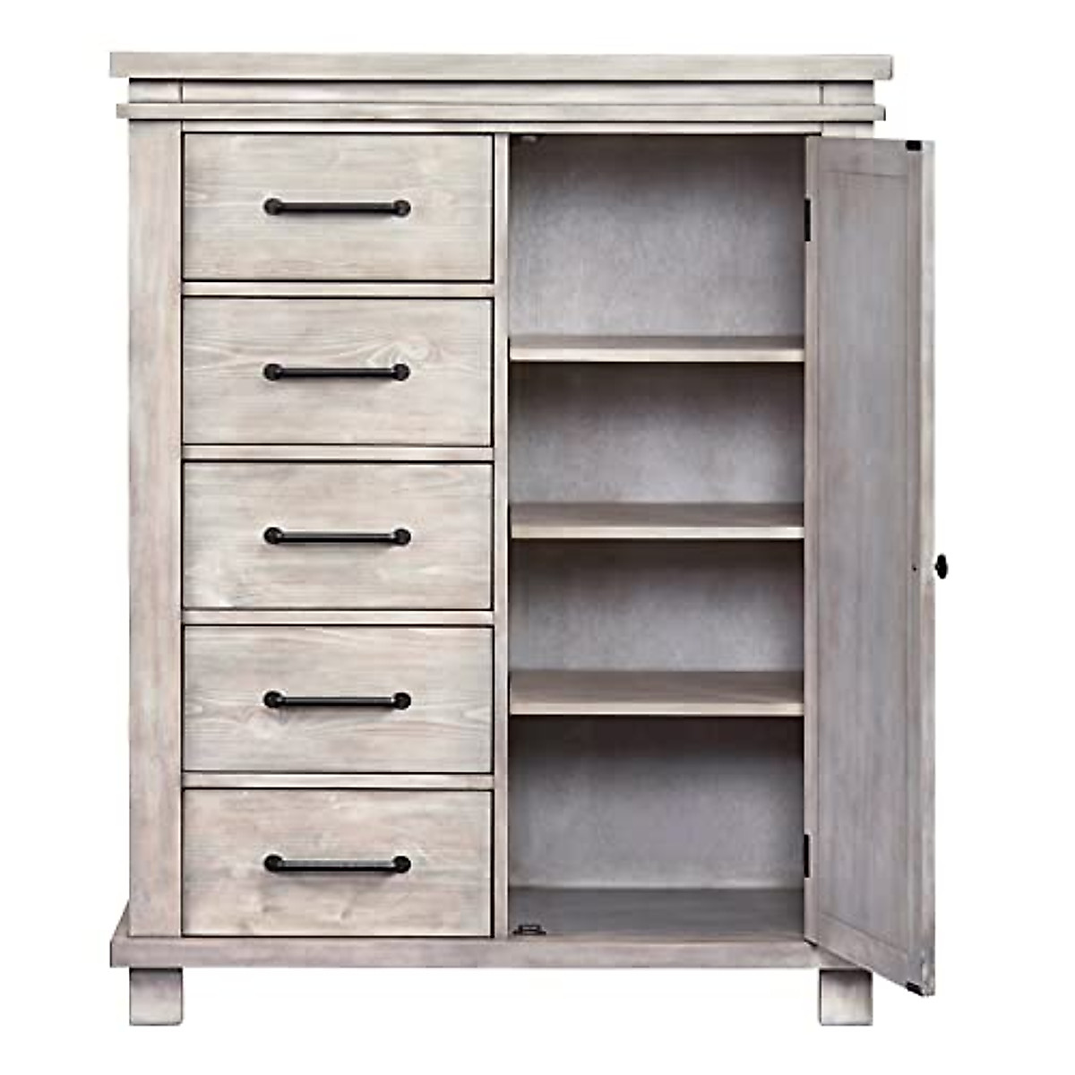 Soho Baby 43045930 Hampton Premium Soft Closing 5-Drawer Chifferobe with Adjustable Shelves and Hanging Rod, Smooth Stone Wash Finish