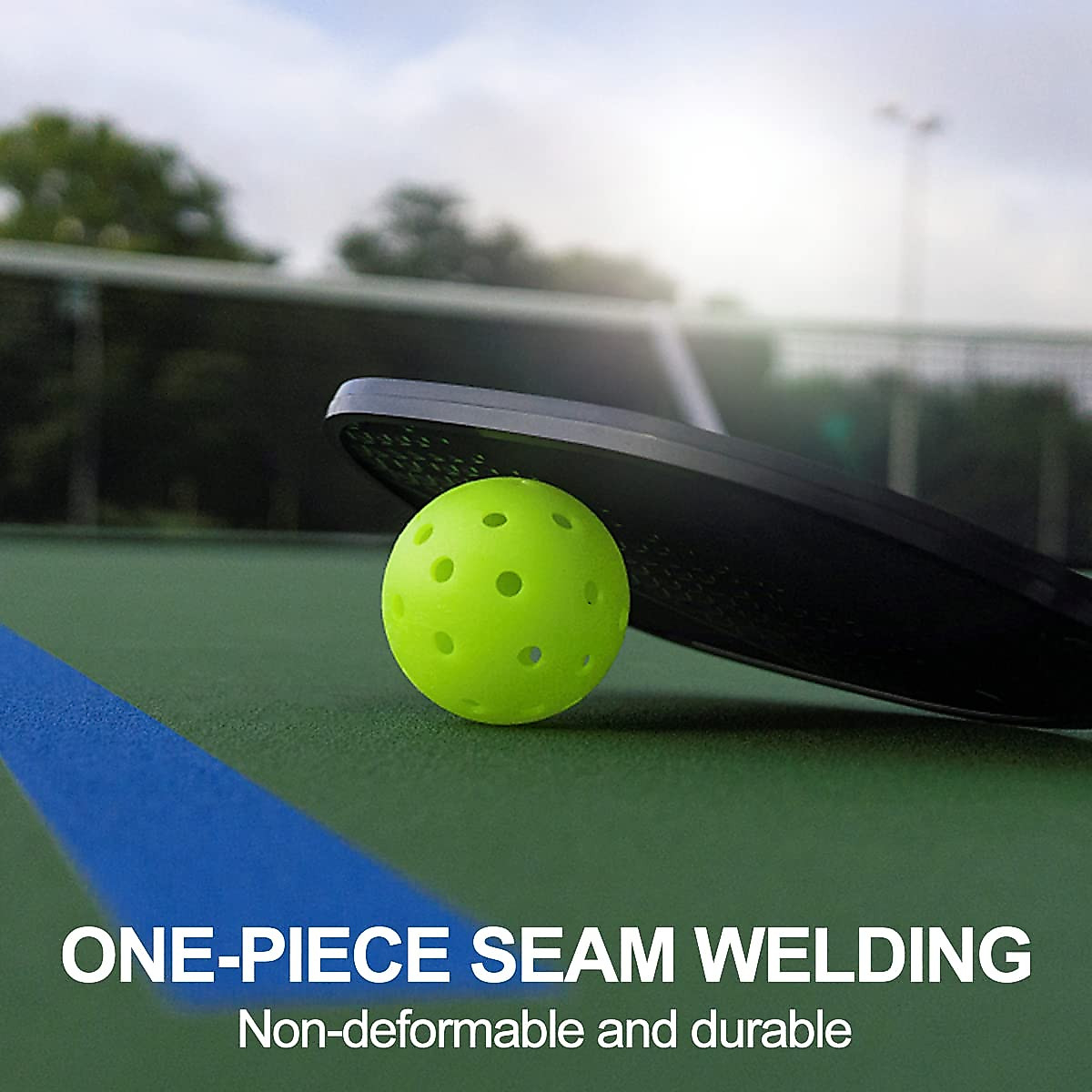 Montela Pickleball Balls 6/12 Pack Outdoor Indooor Pickleball Approved Official Sports Pickle Balls for Outdoor Play,40 Holes Pickleball with Net Bag,Neon Green