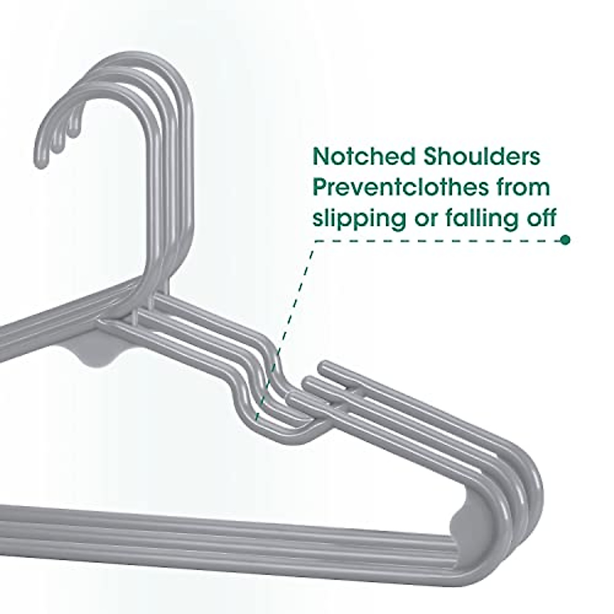 Minnebaby Plastic Baby Hangers 60 Pack, Ultra Thin No Slip Infant Nursery Clothes Hangers with 6 Pcs Cute Clothing Dividers for Boys & Girls Closet Organizer, Gray Kids Hangers