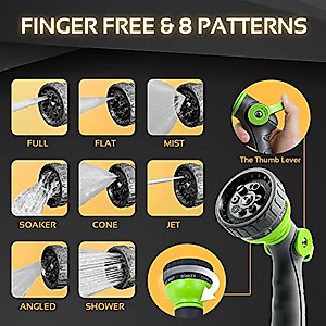 360Gadget Garden Hose Metal - 50ft Heavy Duty Stainless Steel Water Hose with 8 Function Sprayer & Metal Fittings, Flexible, Lightweight, No Kink, Puncture Proof Hose for Yard, Outdoors, Rv