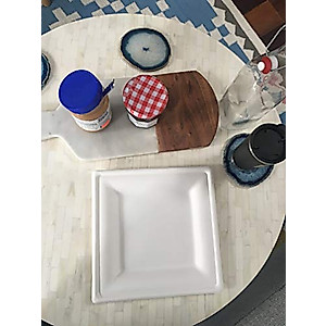 Susty Party 10-Inch Compostable Square Plates (50-Count), Sugarcane Heavy Duty Disposable Biodegradable Plate for Dinner, White