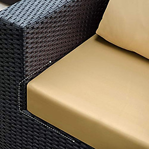 CHUN YI 2 Pack Seat Cushion Cover, Outdoor Waterproof Separate Loveseat Patio Slipcover, Water Resistant Durable Garden Seating Chair Cushion Replacement(24.5Lx24.5W 2 Pack Cushion Cover, Khaki)