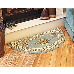 Minuteman International Winter Green Jardin Wool Hearth Rug, Half Round