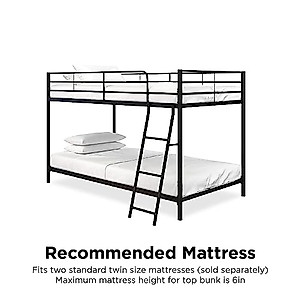 DHP Junior Twin, Low Bed for Kids, Black Bunk -77.5"L x 51"W x 49.5"H