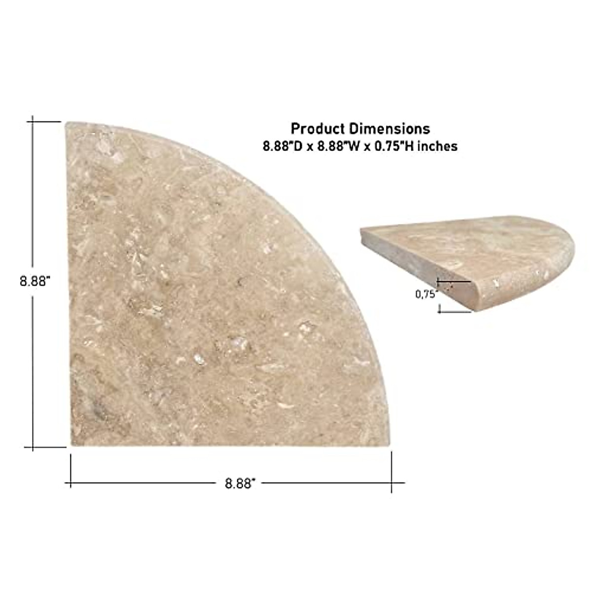 Premium Quality Durango Cream Filled and Honed Ivory Light Travertine Corner Shelf 9'' (2)