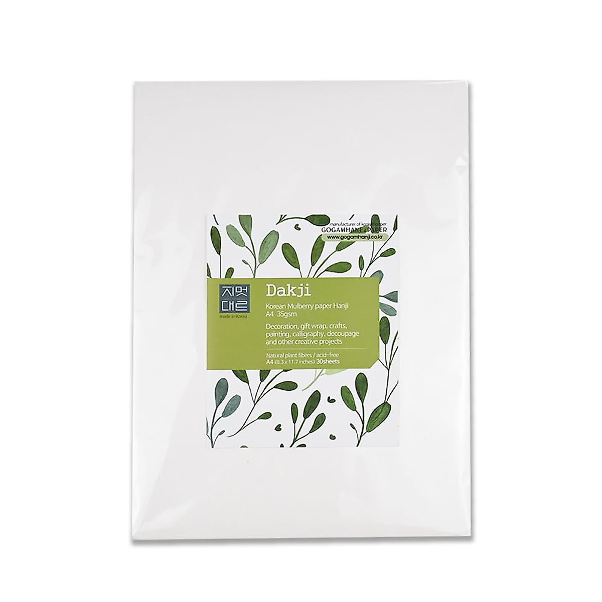 [30 Sheets] Dakji - Korean Natural Mulberry Fiber Hanji A4 Paper Sheets for Crafts, Rice Paper for Decoupage Art Design Tissue Washi