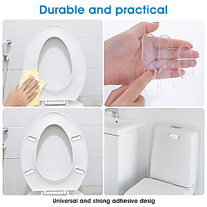 20 Pieces Toilet Seat Bumpers, Universal Toilet Lid Bidet Replacement Bumper Kit Silicone Rubber Bumpers for Bidet Attachment with Strong Adhesive for Families, Hotels, School Toilet