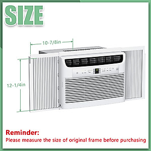 Memrita Window AC Side Panels with Frame Set,Air Conditioner Accordion Filler Curtain Replacement for Window AC Units,Fits Most 8,000 BTU Units,White,2 Pack