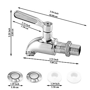 Kyraton Beverage Dispenser Replacement Spigot No Leakage, Stainless Steel Water Dispenser Replacement Faucet Polished Finished, Easy to Install and Durable