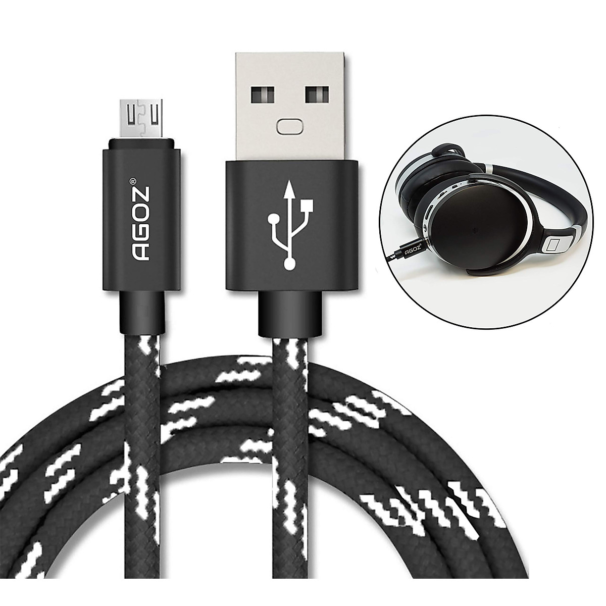 AGOZ Micro USB Charger Cable for Bose SoundLink Color Bluetooth Speaker, 2, 3,Mini 2,Headphones II AE2W,QuitComfort QC20,QC30, QC35,Revolve Plus, SoundSport, UE Boom, WONDERBOOM 2(10ft)