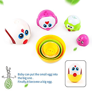 AMOSTING Easter Egg Toys for Toddler, Nesting & Stacking Eggs with Toys Inside, Easter Basket Stuffers Gifts for Toddler Girls Boys, Easter Eggs Hunt, Easter Egg Fillers, Easter Party Favor