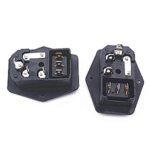 Gump's grocery 2PCS Black Red AC 250V 10A 3 Terminal Power Socket with Fuse Holder