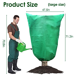 3 Pcs Large Plant Covers Freeze Protection 47.5" X 71.2" ,Reusable Winter Cold Weather Frost Blankets for Outdoor Plants with Drawstring and Zipper,Outdoor Tree Jackets (L:47.5" x 71.2", Green)
