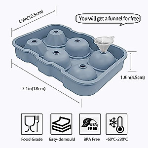 Silicone Ice Cube Trays for Freezer 6Holes Rose/diamond/ball Shape Silicone Mold with Lid for Epoxy Resin Candle Chocolate Cocktails Whiskey (Blue)