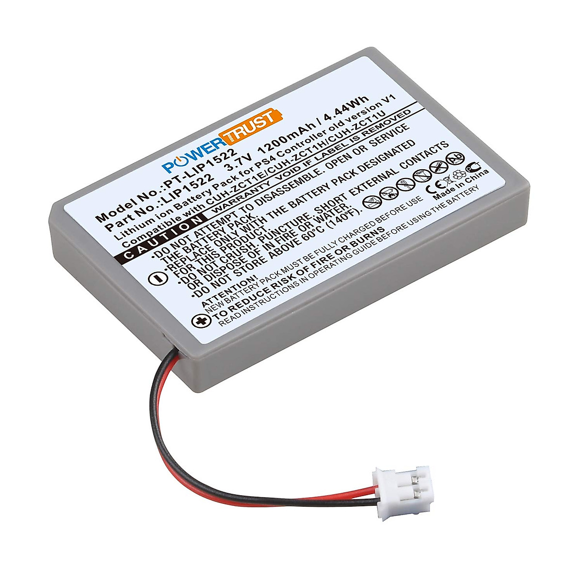PowerTrust 1200mAh LIP1522 Replacement Battery for Sony Playstation 4 PS4 Dualshock 4 Wireless Controller CUH-ZCT1E CUH-ZCT1U-2015 Older Version