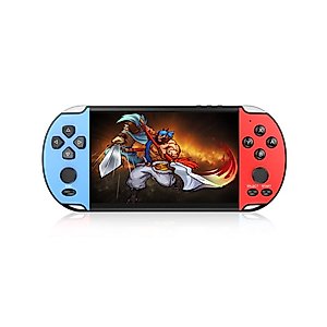 CZT Color 5.1-inch Multi-Function Game Console Built-in 11000 Retro Games Arcade Video Music e-Book e-Book Recording TV Output Handheld Video Game Console Portable Game System (Bluered)