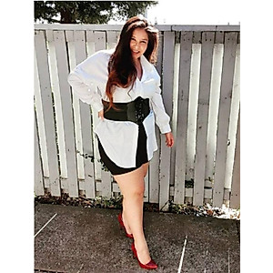 KOJOOIN Women's Corset Waist Belt Leather Underbust Corset Belt for Dresses White 2XL