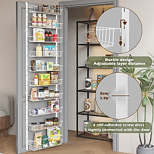 COVAODQ 10-Tier Pantry Door Organization and Storage Over the Door Pantry Organizer Metal Hanging Kitchen Spice Rack Can Organizer,Black