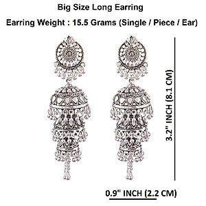 Efulgenz Indian Oxidized Jewelry Boho Vintage Layer Jhumka Jhumki Tassel Dangle Statement Earrings for Women