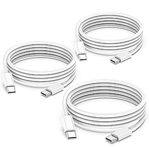 3Pack USB C to USB C Charger Cable 6ft 60W for Apple Long Type C Fast Charging Cord for iPhone 16/Pro Max/Plus/15 for MacBook Pro 2020 IPad Pro12.9/11 for iPad Air 4/5/Mini 6(White) USBC Charge