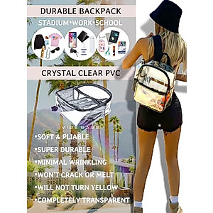 Clear Backpack Stadium Approved, Heavy Duty Small Transparent Backpack For Boys, Girls, Adults – School, Work, Festival, Concert Backpack – Ultra Soft PVC Plastic, Upgraded Under 12x12x6" (Jet Black)