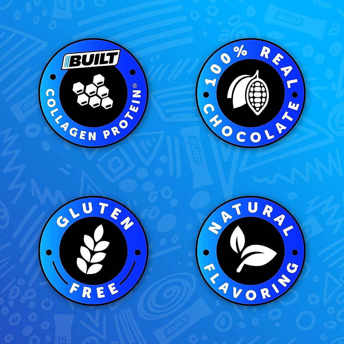 BUILT Protein Bars, Variety Pack, 12 Bars, Gluten Free, Protein Snacks, 17g High Protein, Collagen, Chocolate Protein Bar, Perfect Breakfast Bar, On The Go Protein Snack, post workout