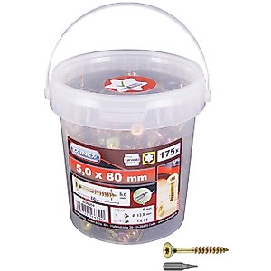 CONNEX B30084 Uni-Screws TX Bucket 5,0x80 a 175pcs, Silver, 5,0 x 80 mm (175 Stück)