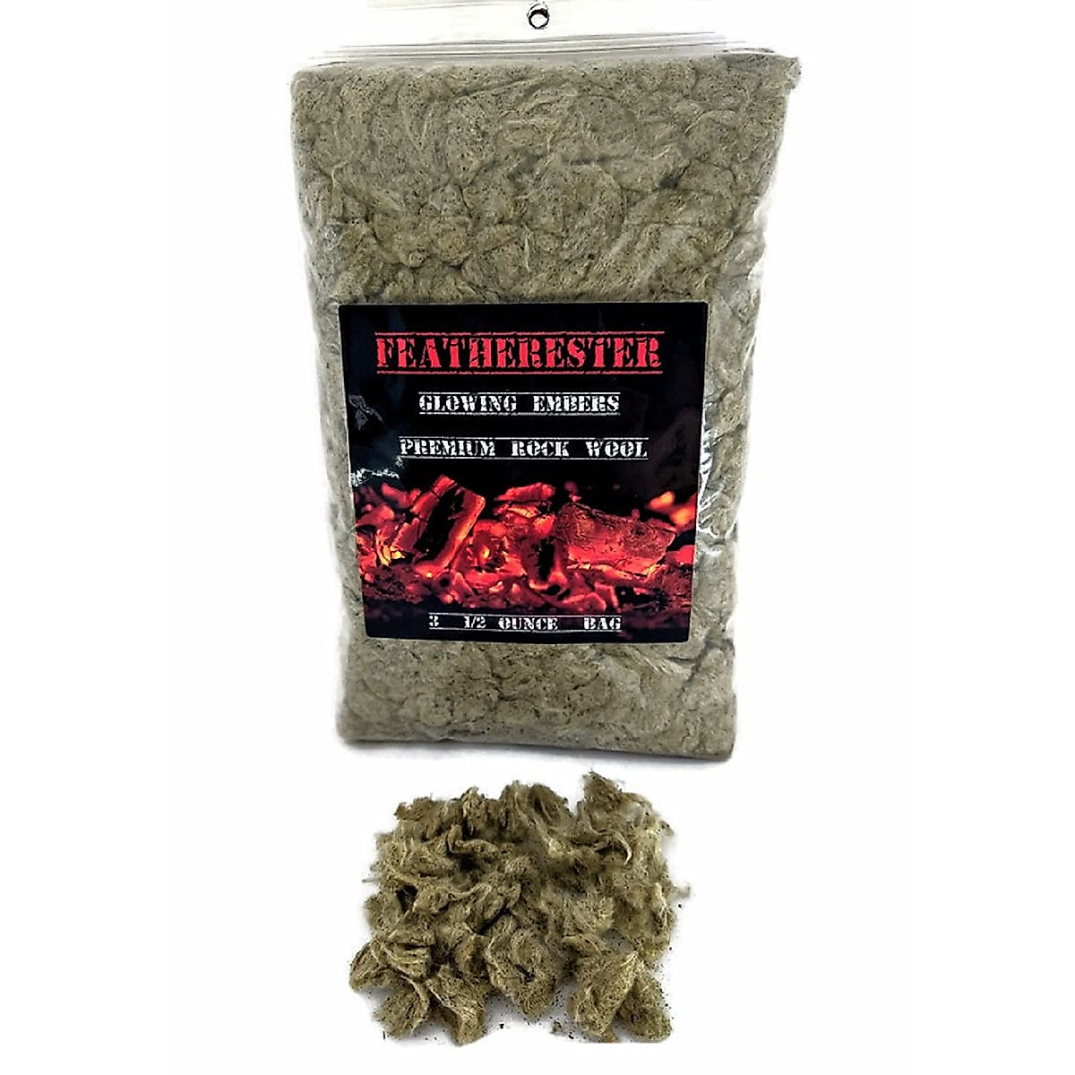 Gas Fireplace Logs ~ Glowing Ember's ~ Premium Rock Wool ~ 3 1/2 Ounces ~ Convenient Storage Hanging Hole ~ Vented Natural Gas Or Liquid Propane Fuels Friendly