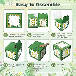 Baby Boxes Safari Jungle Baby Shower Decorations for Boy Girl, Safari Balloons Garland Arch Kit with 4Pcs Sage Green Animal Baby Boxes Nude Giraffe Print Balloons for Wild One Birthday Party Supplies