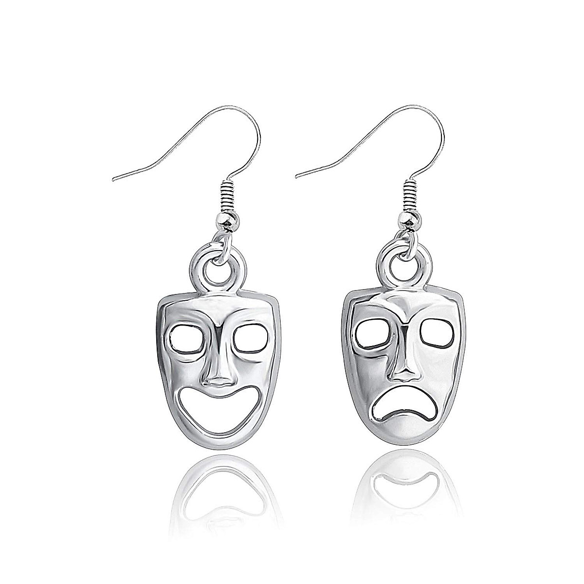 Gzrlyf Comedy and Tragedy Mask Earrings Drop Dangle Earrings Drama Masks Jewelry Theater Gifts (drop dangle earrings)