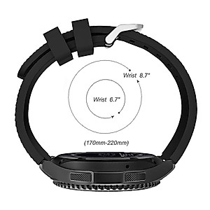 SourceTon Compatible with Huawei Watch GT/Watch GT2 Silicone Bands and Screen Protectors, Silicone Replacement Wristbands (Black & Blue) with Metal Buckle and 2 Screen Films for Huawei Watch GT/ GT2