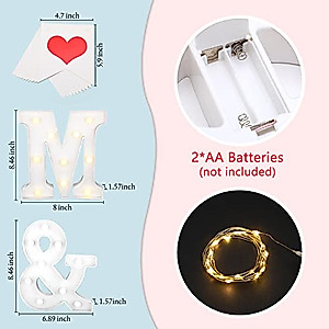 Coume Wedding Decorations Set, Mr Mrs Marquee LED Signs Just Married Banner Fairy String Light, 8.5 Inch Sign, for Table, Photo Props