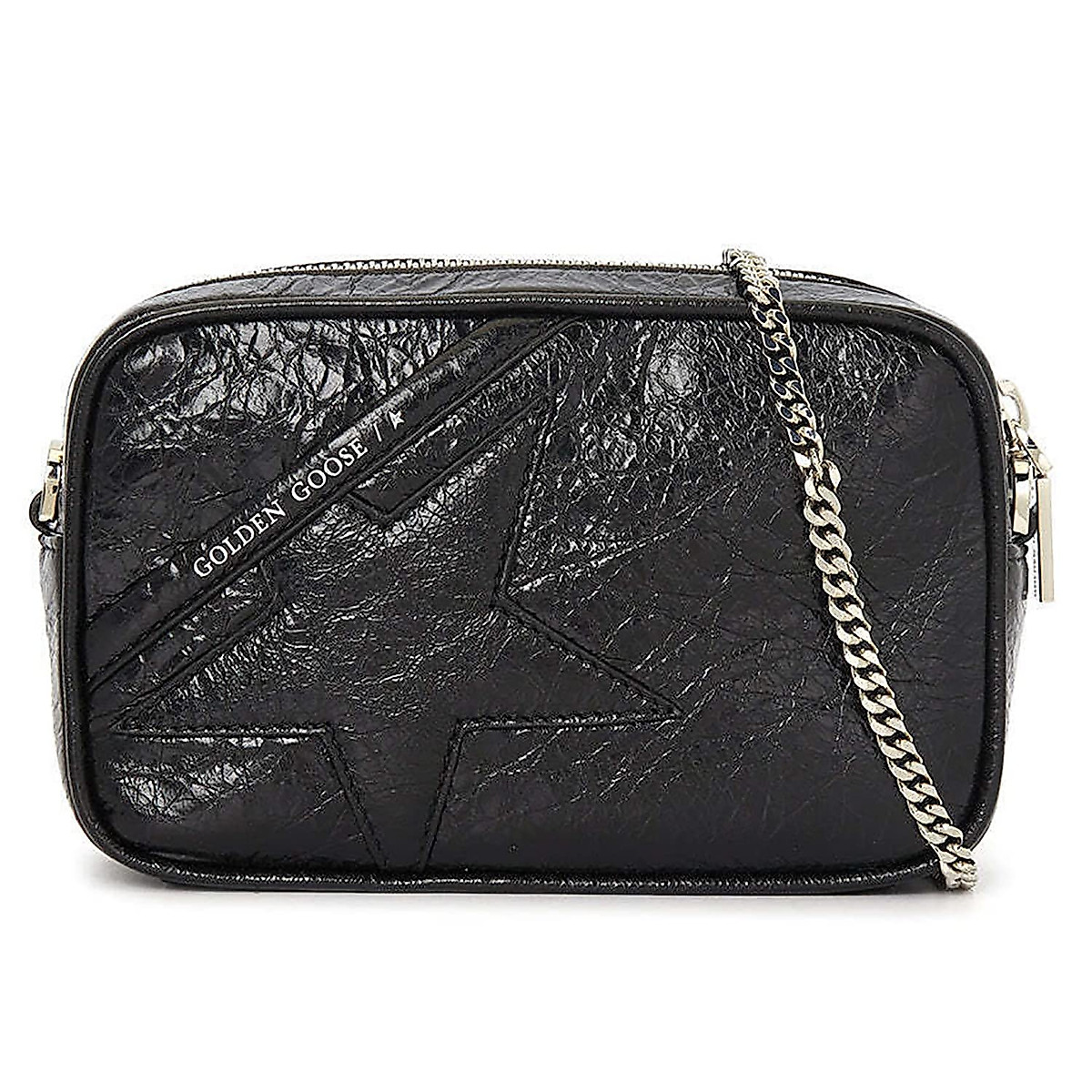 Golden Goose Mini Star Bag Wrinkled Calf Leather Body And Star - Black