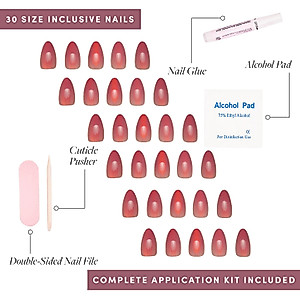 Glamnetic Press On Nails - Rose | Short Almond Rosy-Pink Nails with a Mesmerizing Metallic Finish | 15 Sizes - 30 Nail Kit with Glue