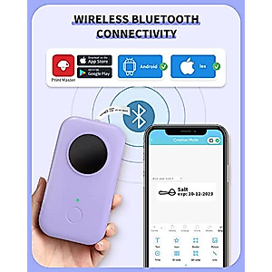Phomemo D30 Label Maker Machine with 1 White Tape 0.47" and 3 Tape 0.47" Stationery Pattern, Portable Bluetooth Label Printer, Small Smart Phone Handheld Sticker Mini Labeler